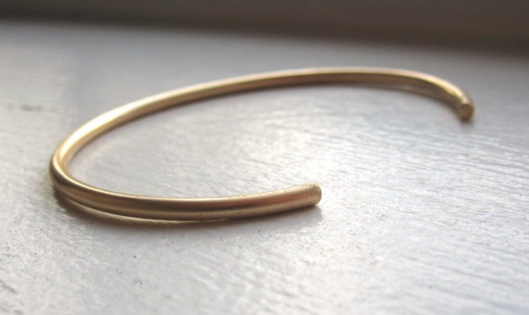 2mm Round Cuff Bracelet With Rounded Ends Line Brass Adjustable Open ...