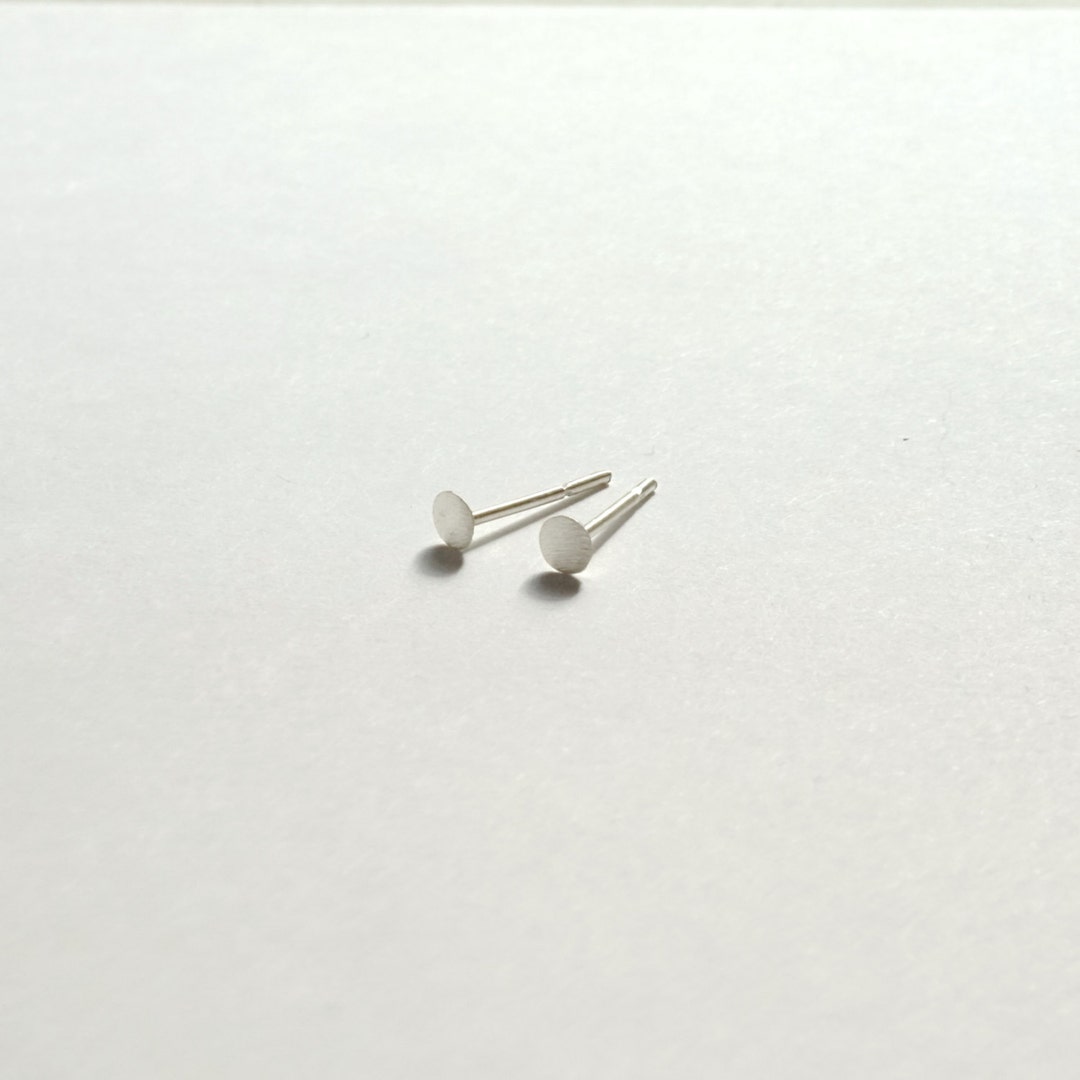 3mm Circle Stud Earrings Geometric Jewelry Sterling Silver Studs Simple ...