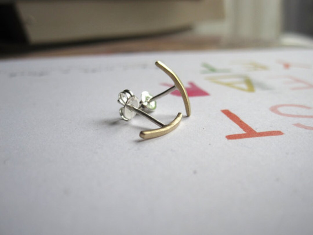 11mm Curved Studs 14k Gold, Sterling Silver or Gold Tone Brass Stud ...