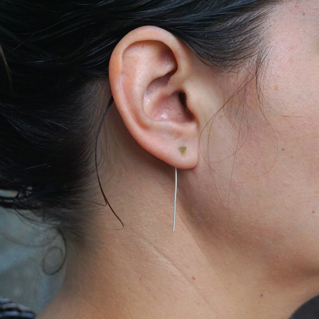 4mm Triangle Threader Earrings,brass or Sterling Silver Triangles ...