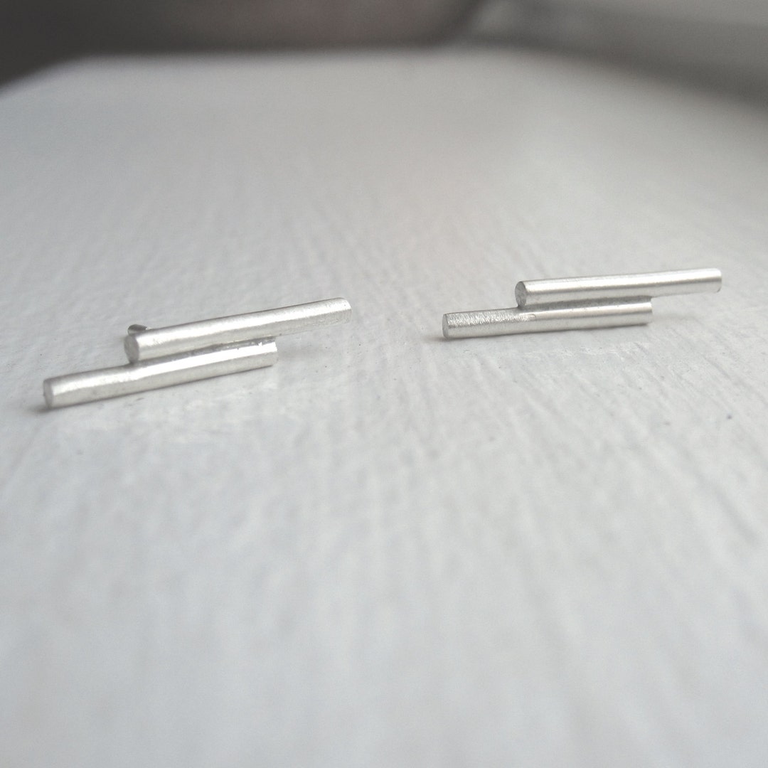 Double 11mm Round Bar Studs Earrings Stick Earrings Double Earrings ...