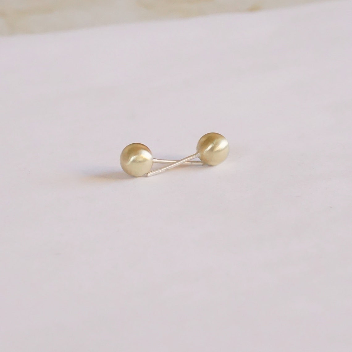 Solid Brass Ball Stud Earrings 6mm Brass Studs Tiny Gold Ball Stud ...