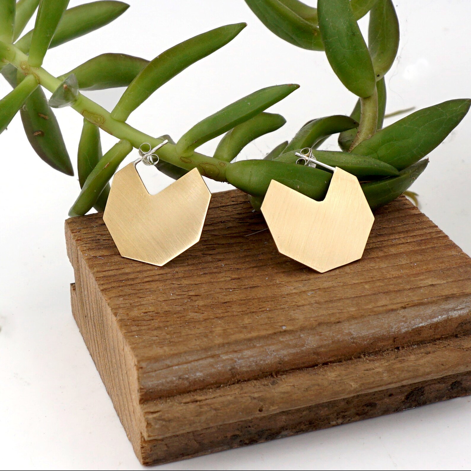Large Octagon Stud Earrings Solid Sterling Silver Pair Stud Earring ...