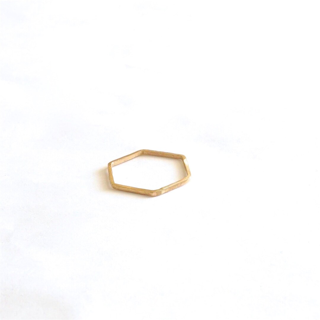 1mm Square Hexagon Ring Square and Thin Sphere Midi Stacking Ring ...