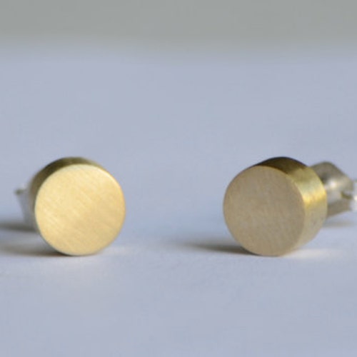 Solid Gold Colored Smooth Brass Circular Post Studs With Solid - Etsy