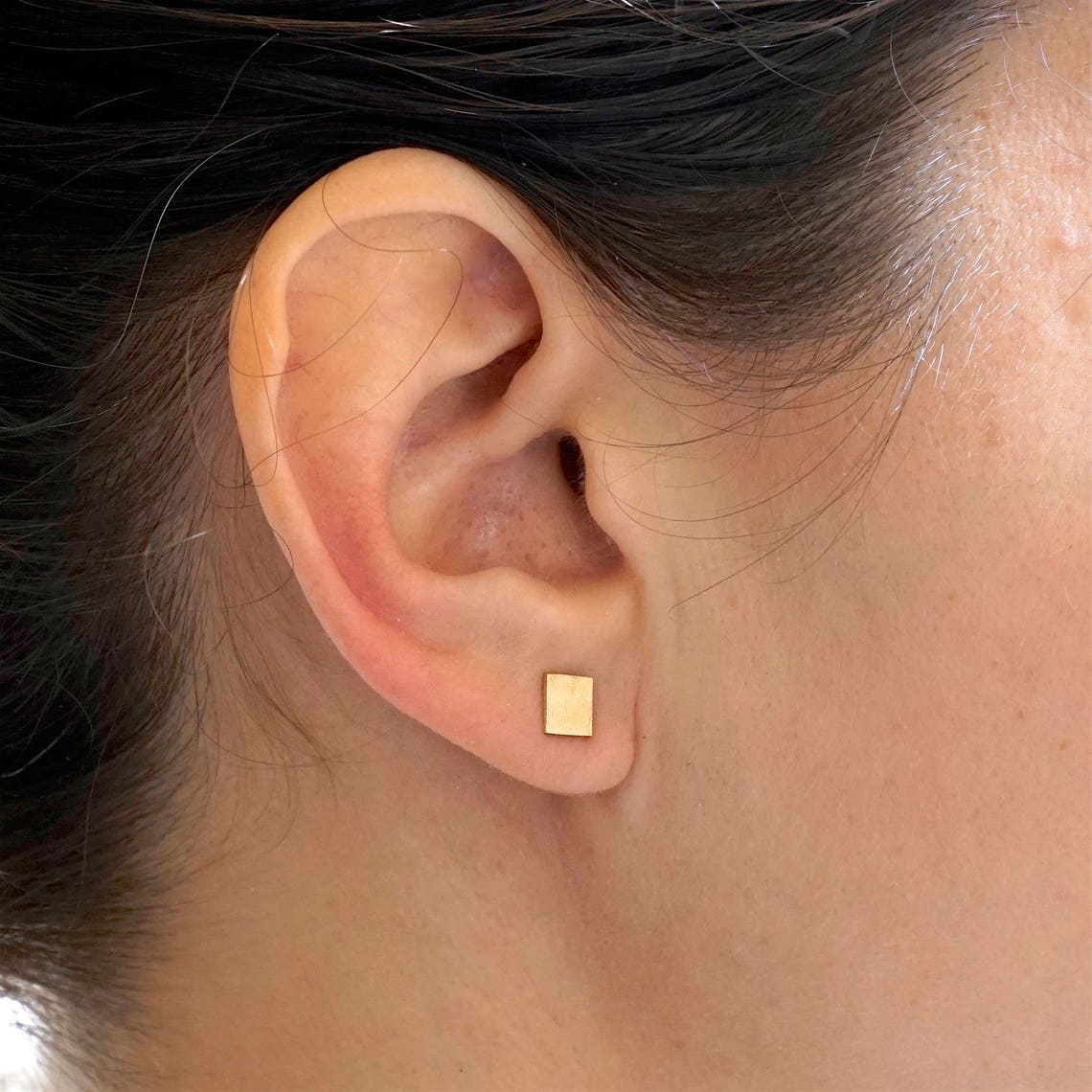 Flat Square Sterling Silver Stud Earrings Square Studs - Etsy