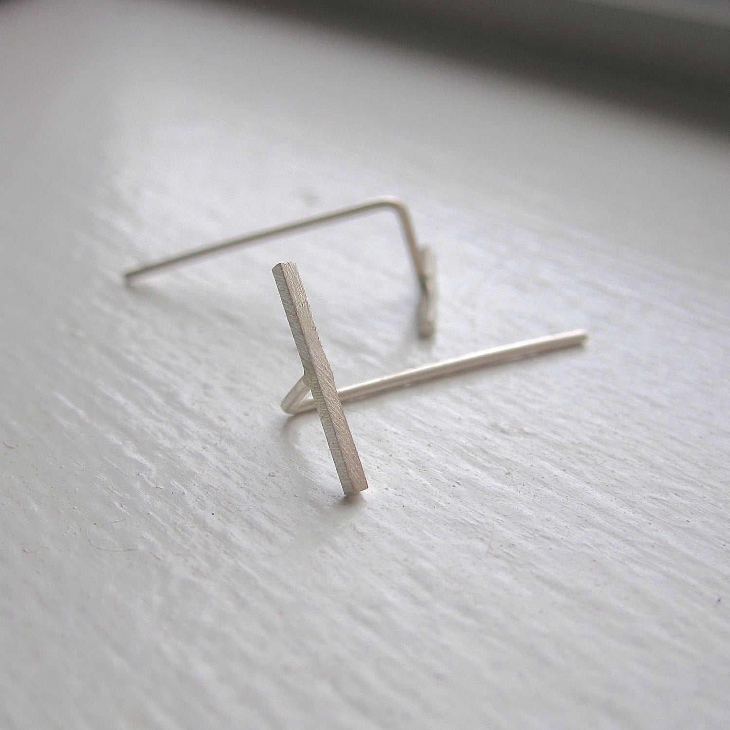 Bar Ear Threaded Earring 11mm Line Bar Dash Earring Stud | Etsy