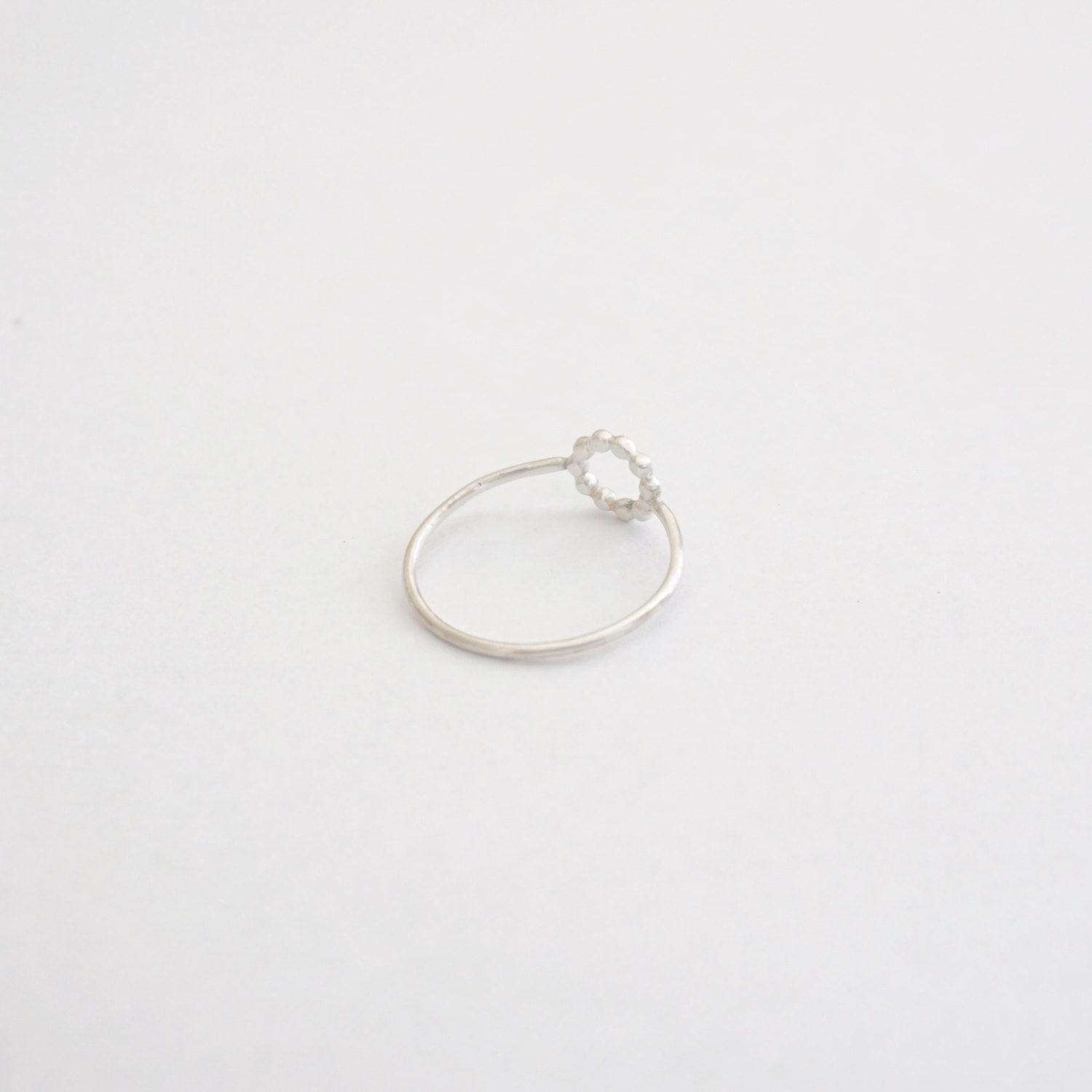 Beaded Open Circle Ring 7mm Circle 1mm Round Ring Stacking - Etsy UK