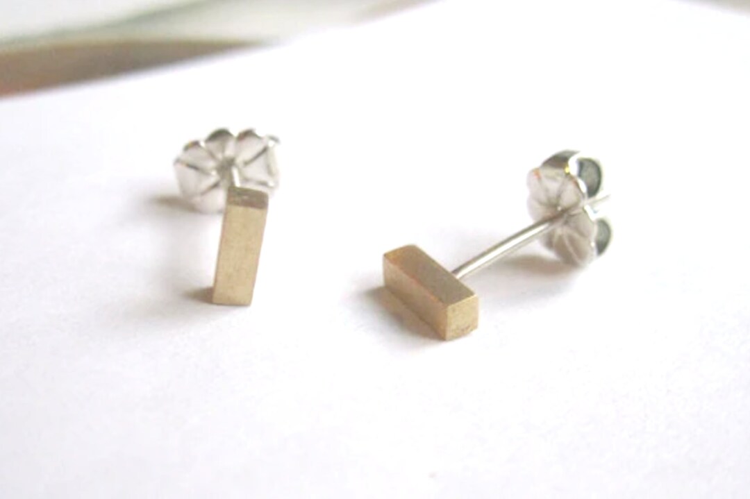5mm Square Bar Stud Earrings W/ Sterling Silver Ear Nut & Post ...