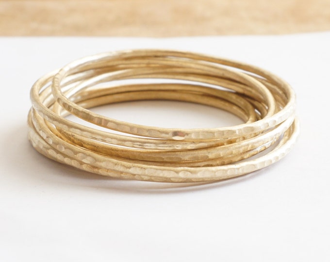 Texture Bangles Gold Colored Round Bangle Bracelet Sterling - Etsy