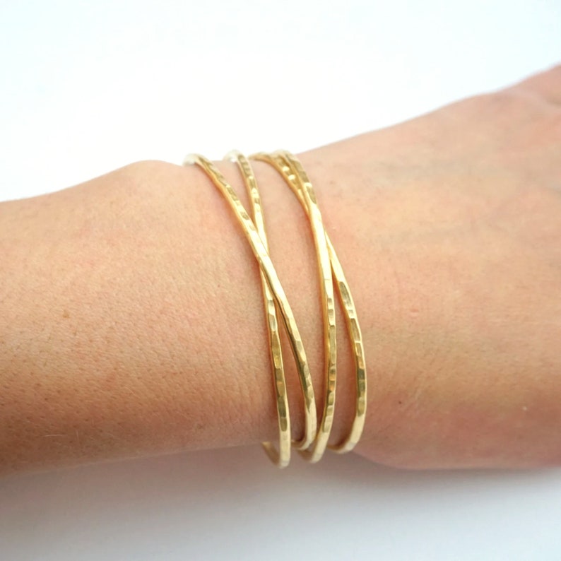 Set of Brass Stacking Bangle Adjustable Open Cuff Bracelets 0079 - Etsy