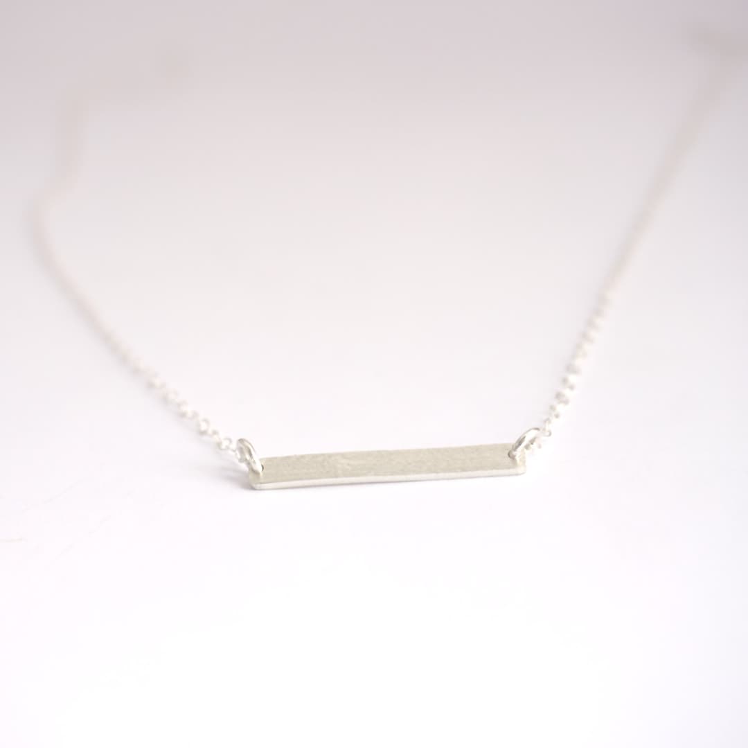 Personalized Flat Bar Sterling Chain Horizontal Bar Necklace Gold ...