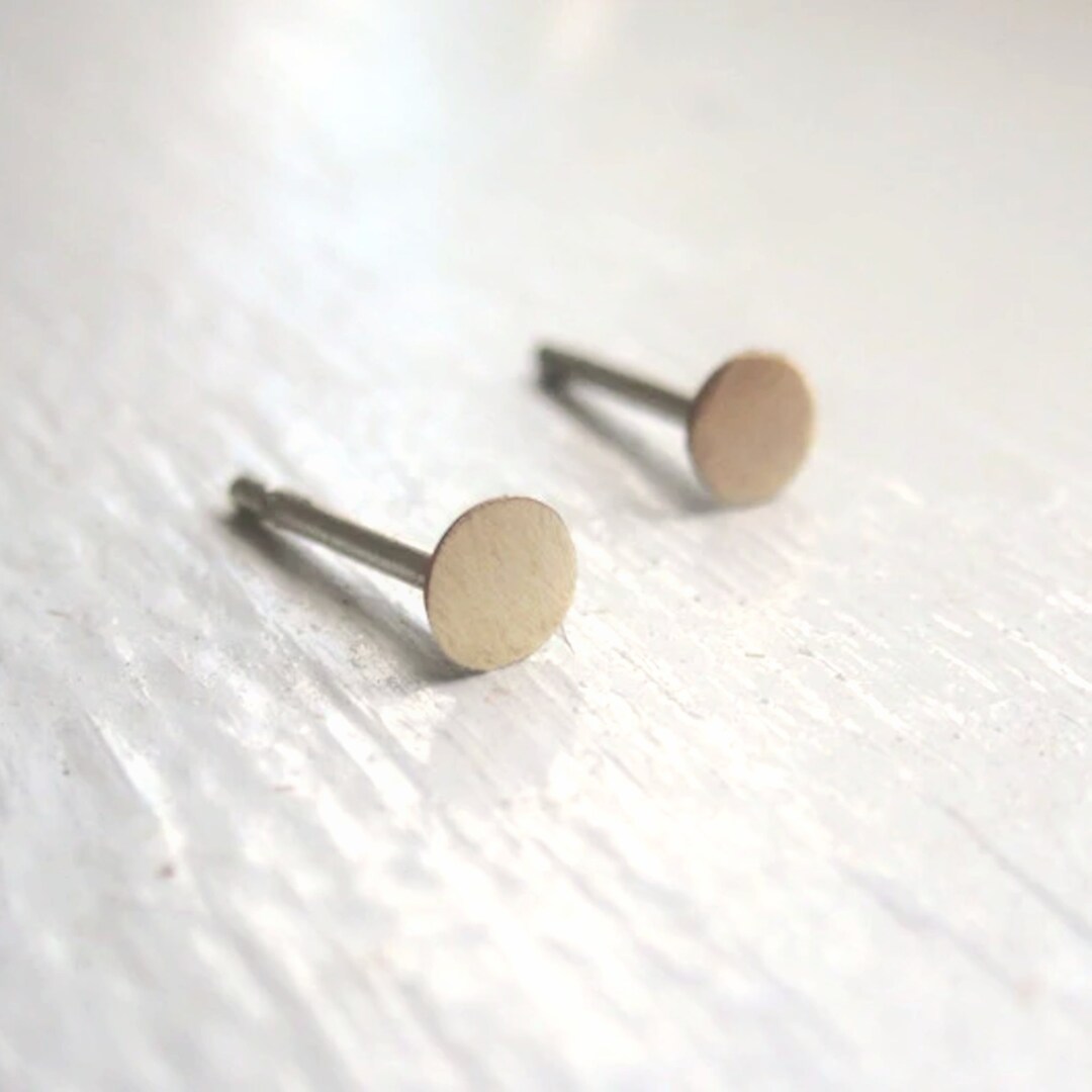 Flat 3mm Gold Colored Brass Round Studs, 3mm Brass Earrings, Brass ...