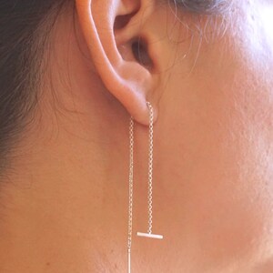 11mm Bar Threader Solid Sterling Silver Bar Threader Earring Long Dangle Jewelry Sterling Silver ...