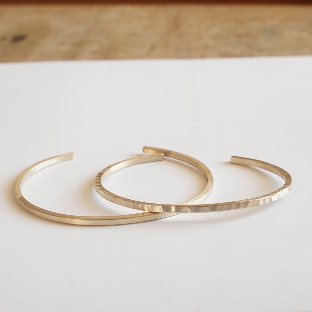 Minimalist Square Cuff Bracelet | 2mm Hammered or Smooth Finish ...