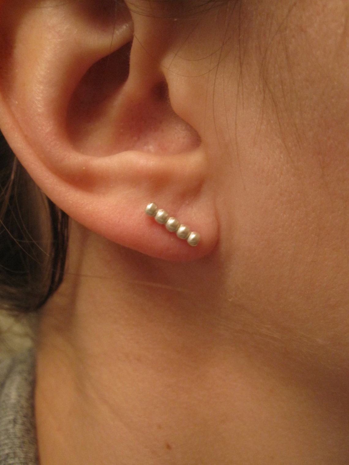 Sterling Silver Beaded Stud Long Straight Earrings Bead Stud | Etsy