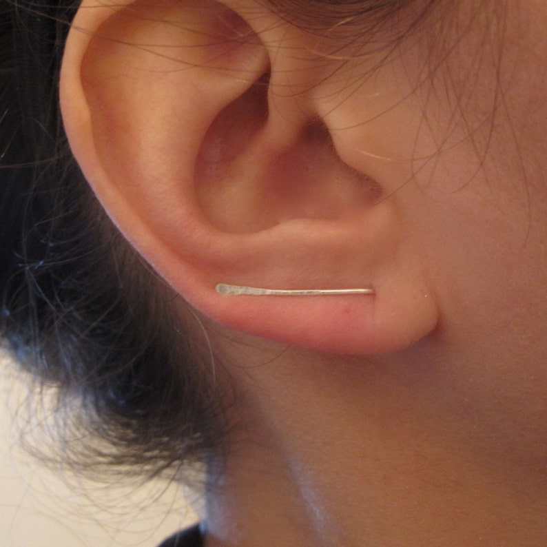 Tiny Ear Crawler Earrings Ear Climber Ear Bar Stud Sterling - Etsy