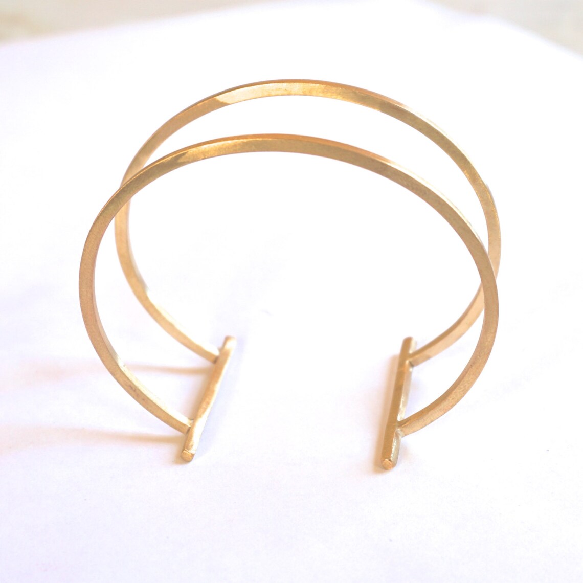 Double T Square Cuff Bracelet Gold Colored Brass Open Square | Etsy