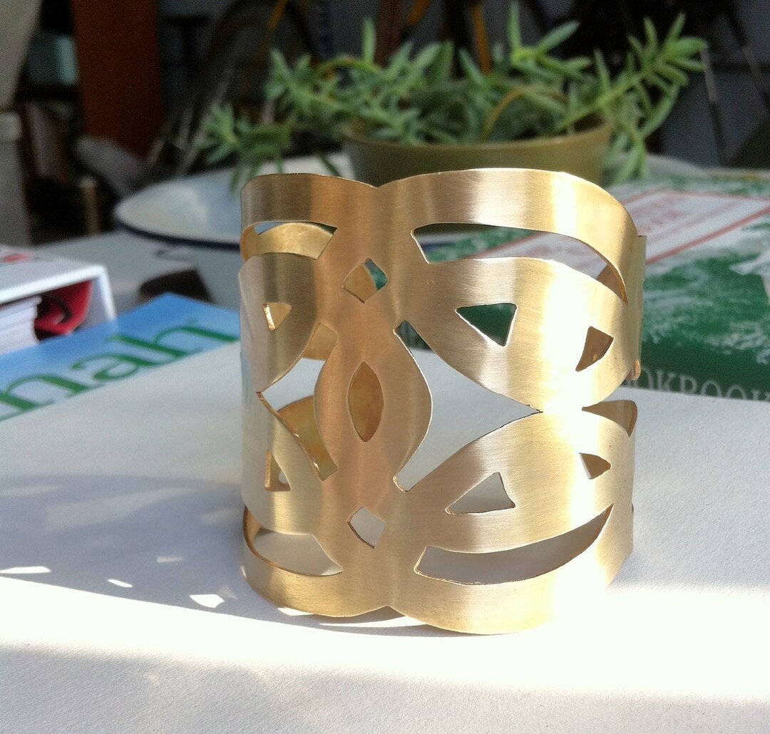 Large Statement Cut Out Cuff Bracelet Chunky Thick Bracelet Cutout ...