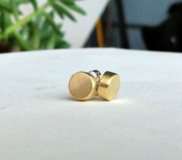 Solid Gold Colored Smooth Brass Circular Post Studs With Solid Sterling ...
