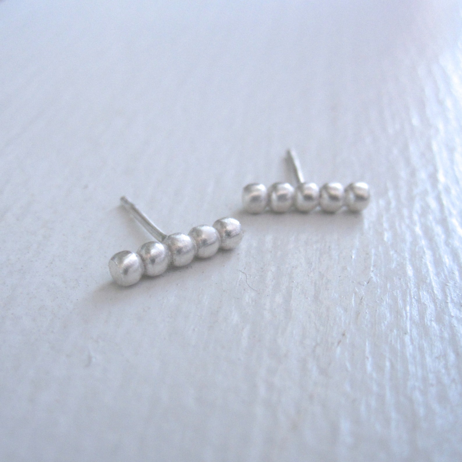 Sterling Silver Beaded Stud Long Straight Earrings Bead Stud - Etsy