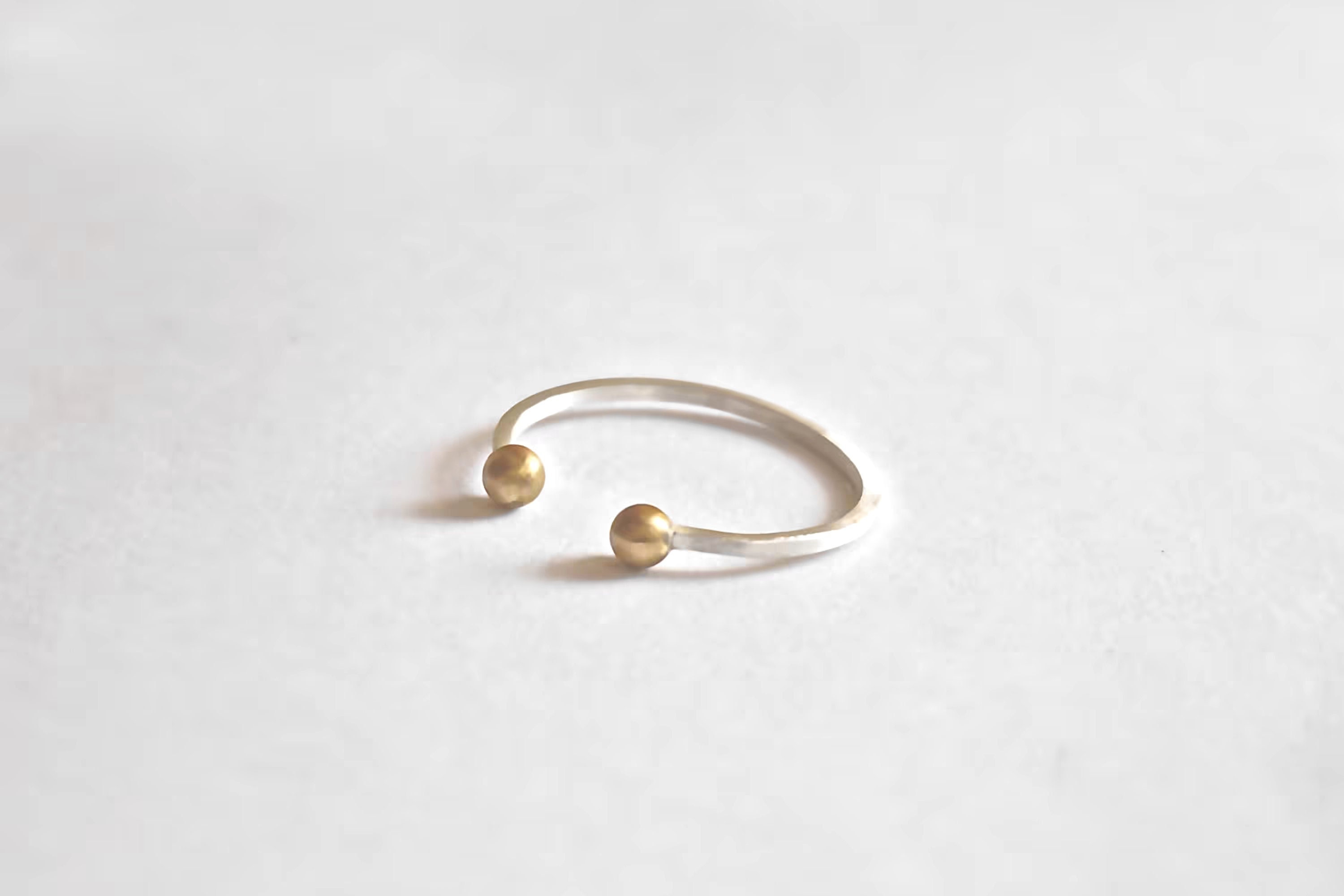 Double Ball Ring | Open Ring | Adjustable Stacking Ring | Gift for Her ...