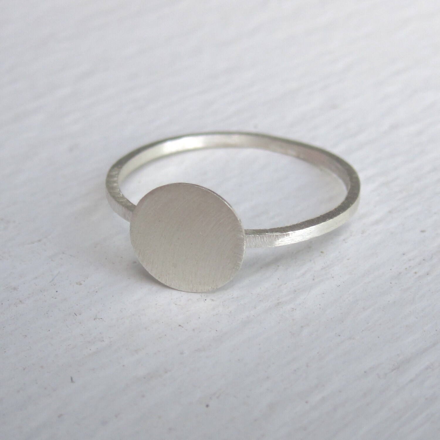 Geometric Circle Disc Ring Dainty Ring 7mm Circle Square Band | Etsy