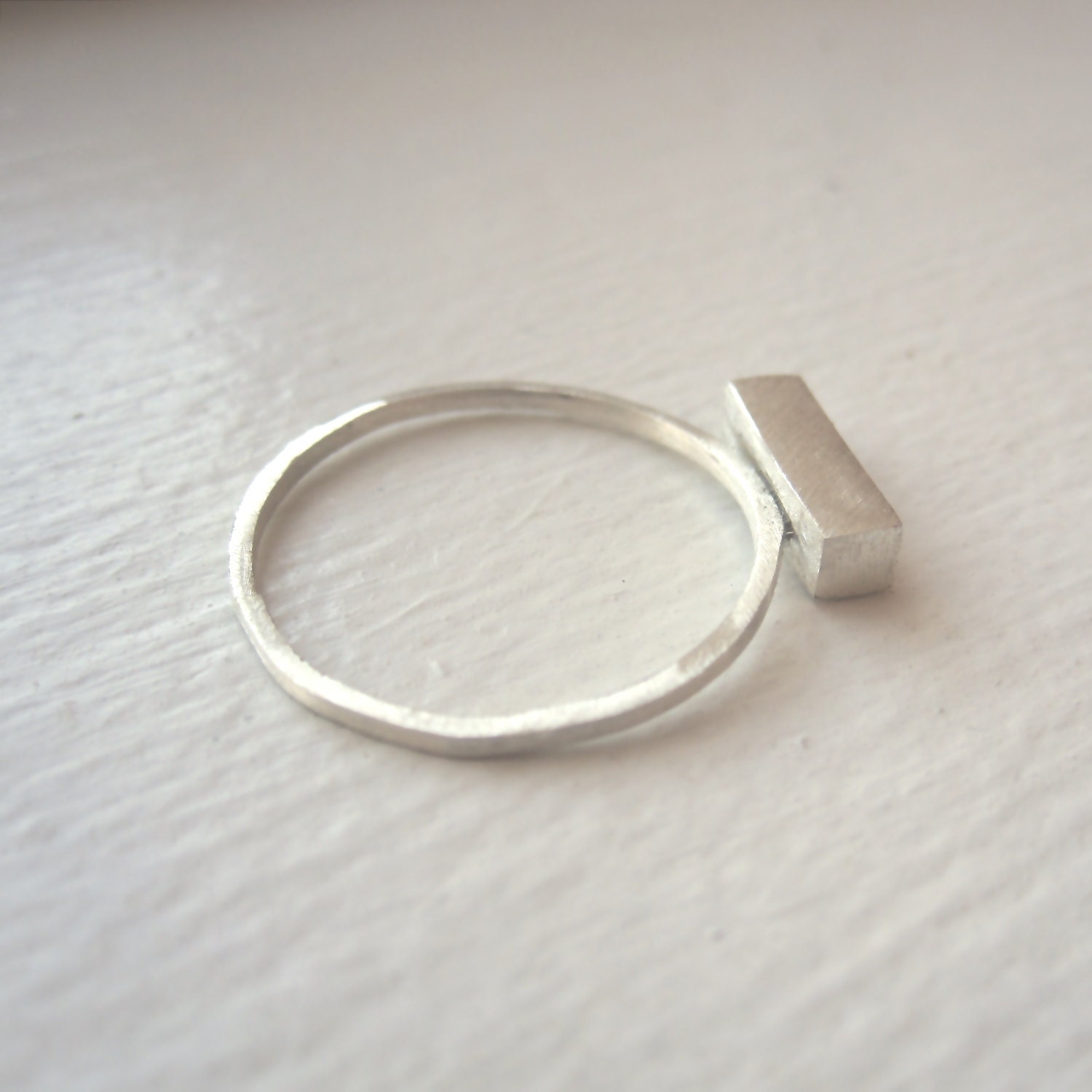 Thick Bar Ring Sterling Silver Ring With 11mm Brass Bar Thin - Etsy