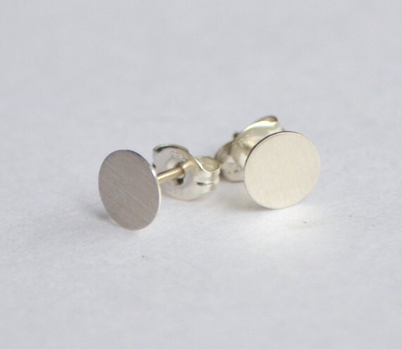 Round Circle Stud Earrings 925 Solid Sterling Silver Flat Geometric ...