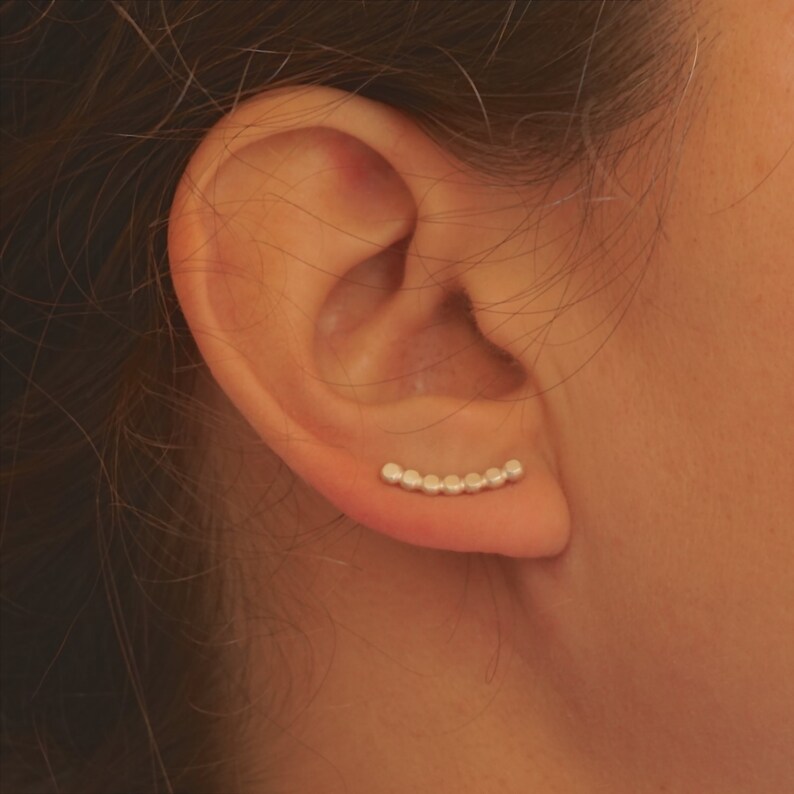 Silver Ear Cuffsilver Ear Wrapsilver Beaded Earringssilver - Etsy