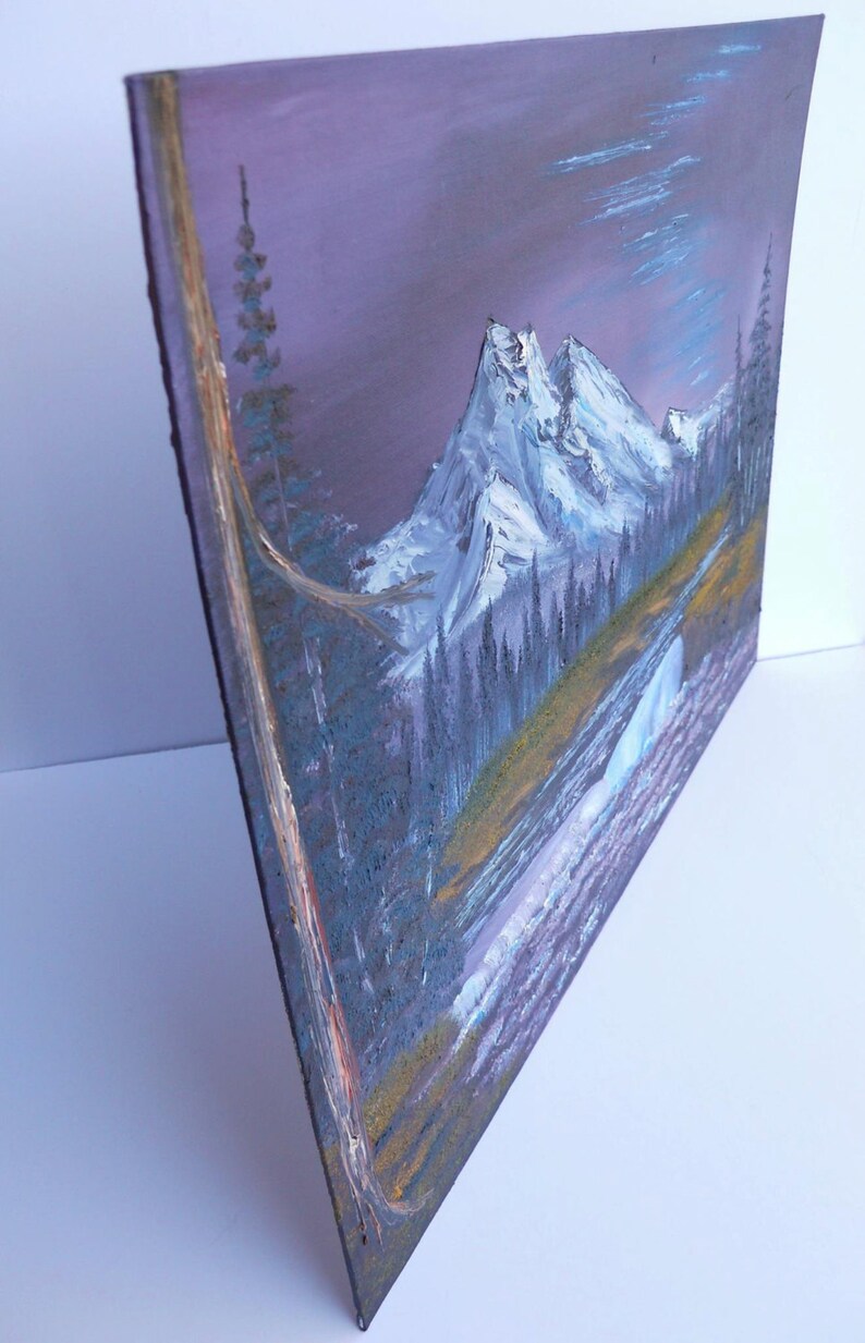 Bob Ross Style Oil Painting Winter Wilderness Alaska Landscape Purple ...