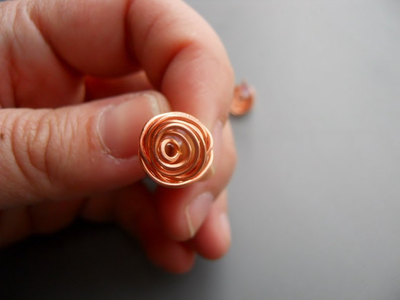 Copper Rose Wire Spiral Bridal Stud Post Earrings - Etsy