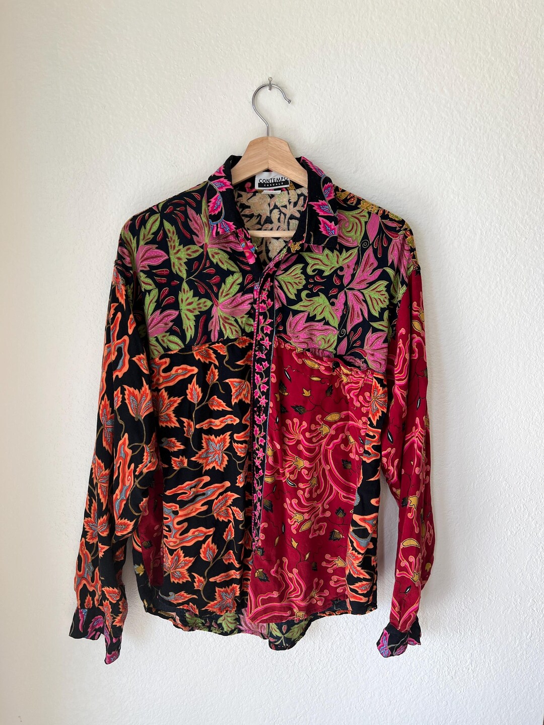 Vintage CONTEMPO Mixed Floral Print Blouse Size M - Etsy