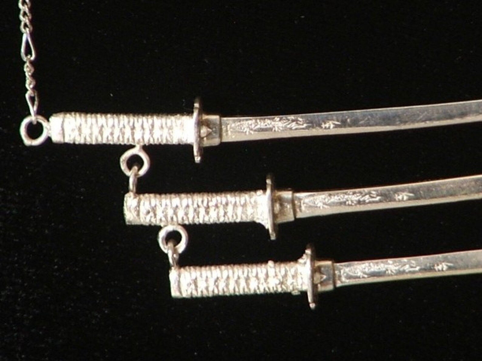 KATANA 3 Japanese Sword Trio Sterling Silver Necklace Ready - Etsy