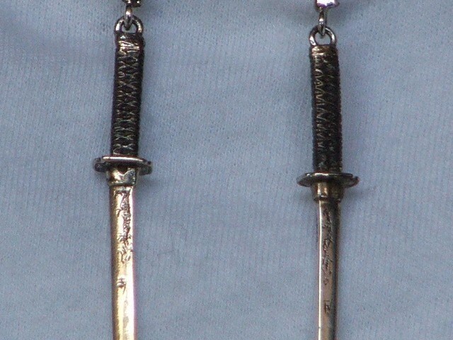 DRAGON KATANA EARRINGS Sterling Silver-japanese Swords- Ready to Ship ...