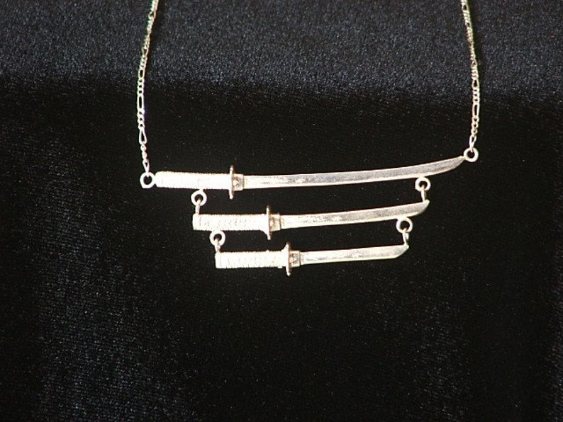 KATANA 3 Japanese Sword Trio Sterling Silver Necklace Ready - Etsy