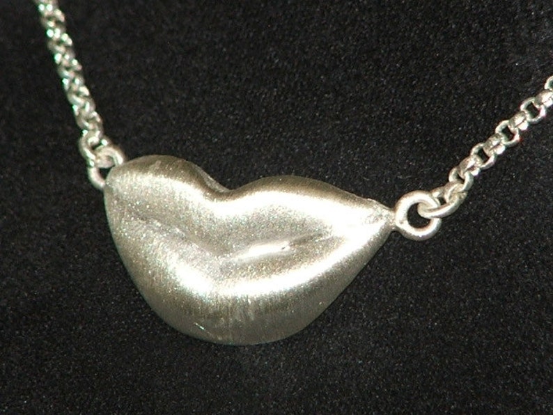 KISSING LIPS Necklace Sterling Silver 18 Made to Order - Etsy