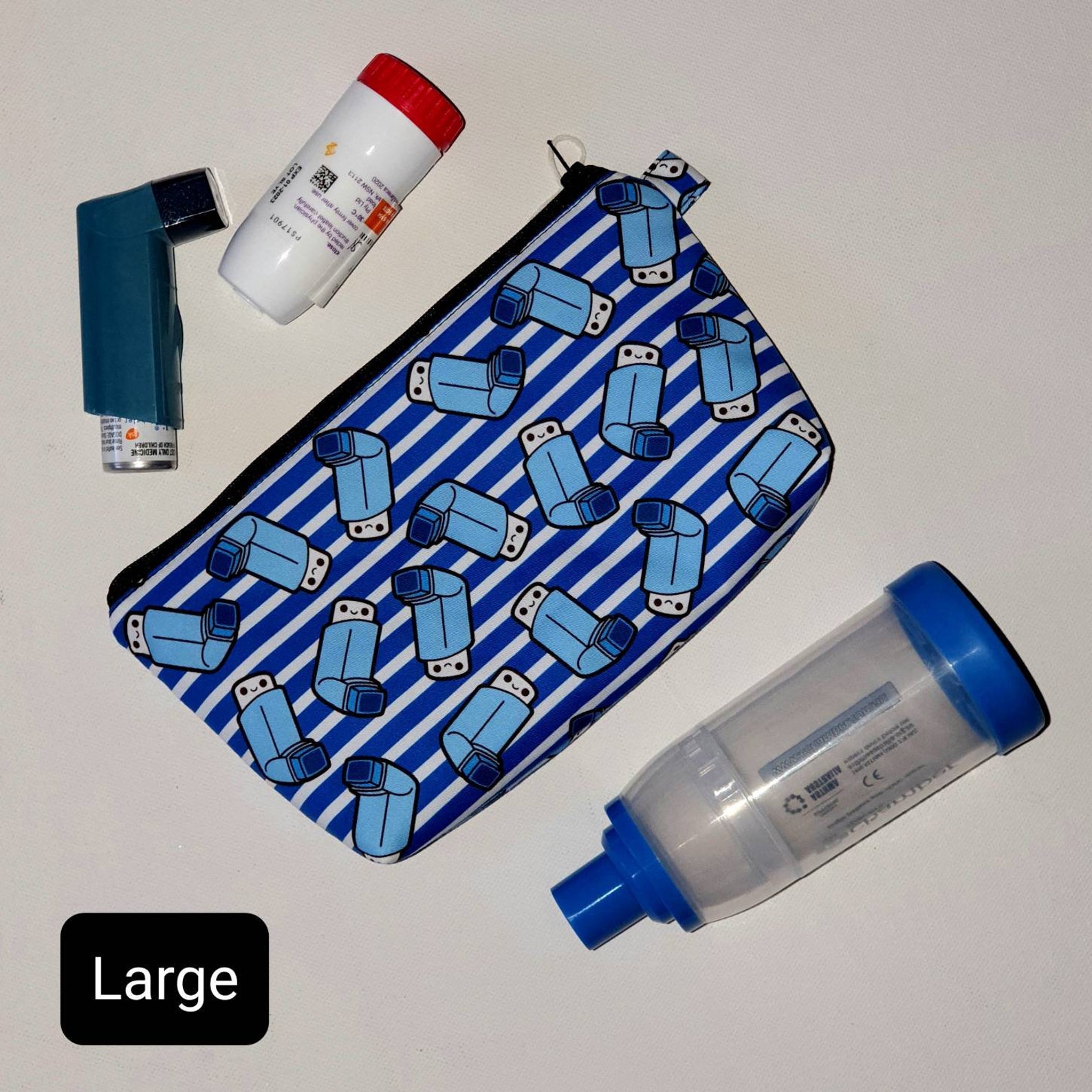 EXTRA LARGE Pouch in Pink Asthma Puffer Inhaler Fabric - Etsy