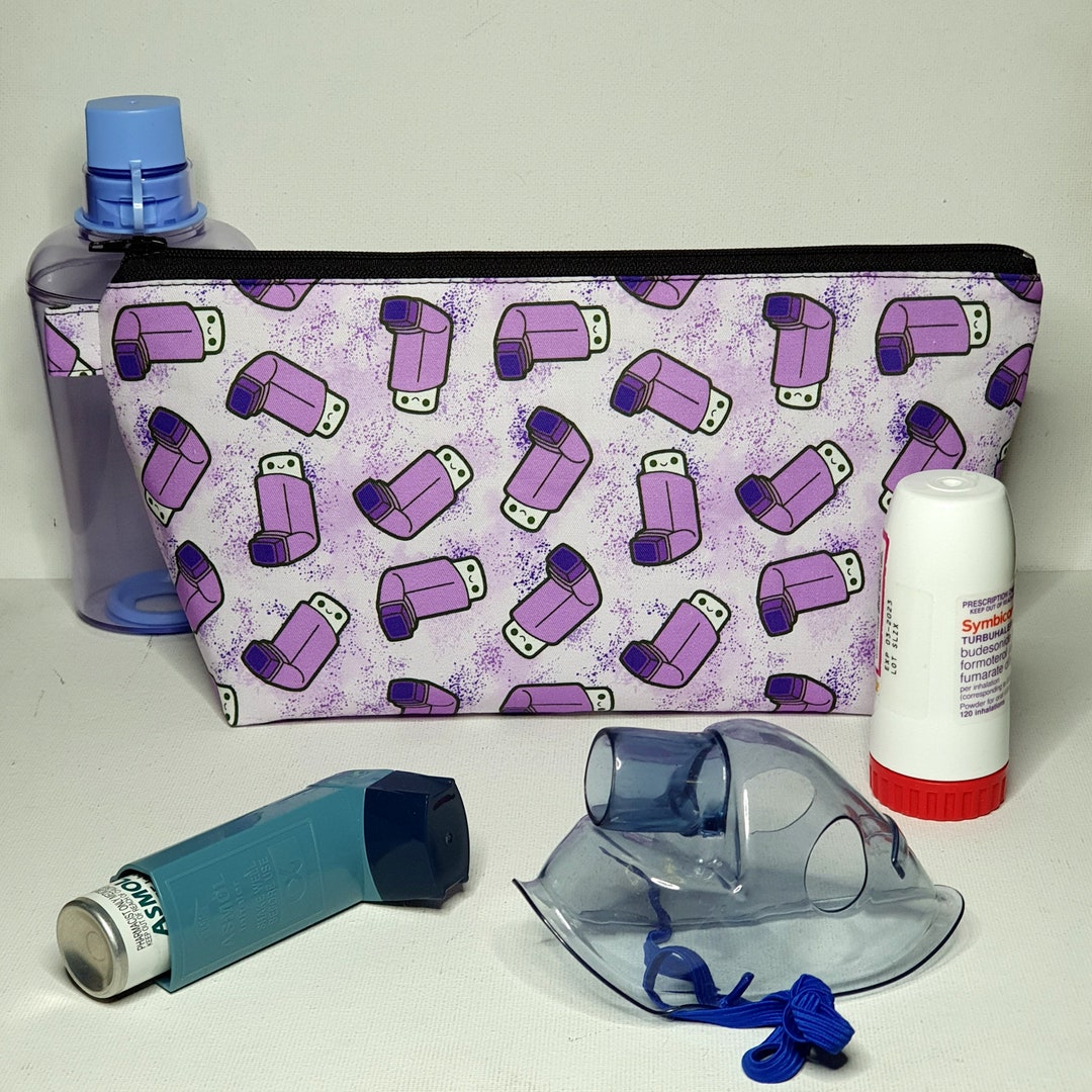 EXTRA LARGE Pouch in Purple Asthma Puffer Inhaler Fabric - MINI Scale ...