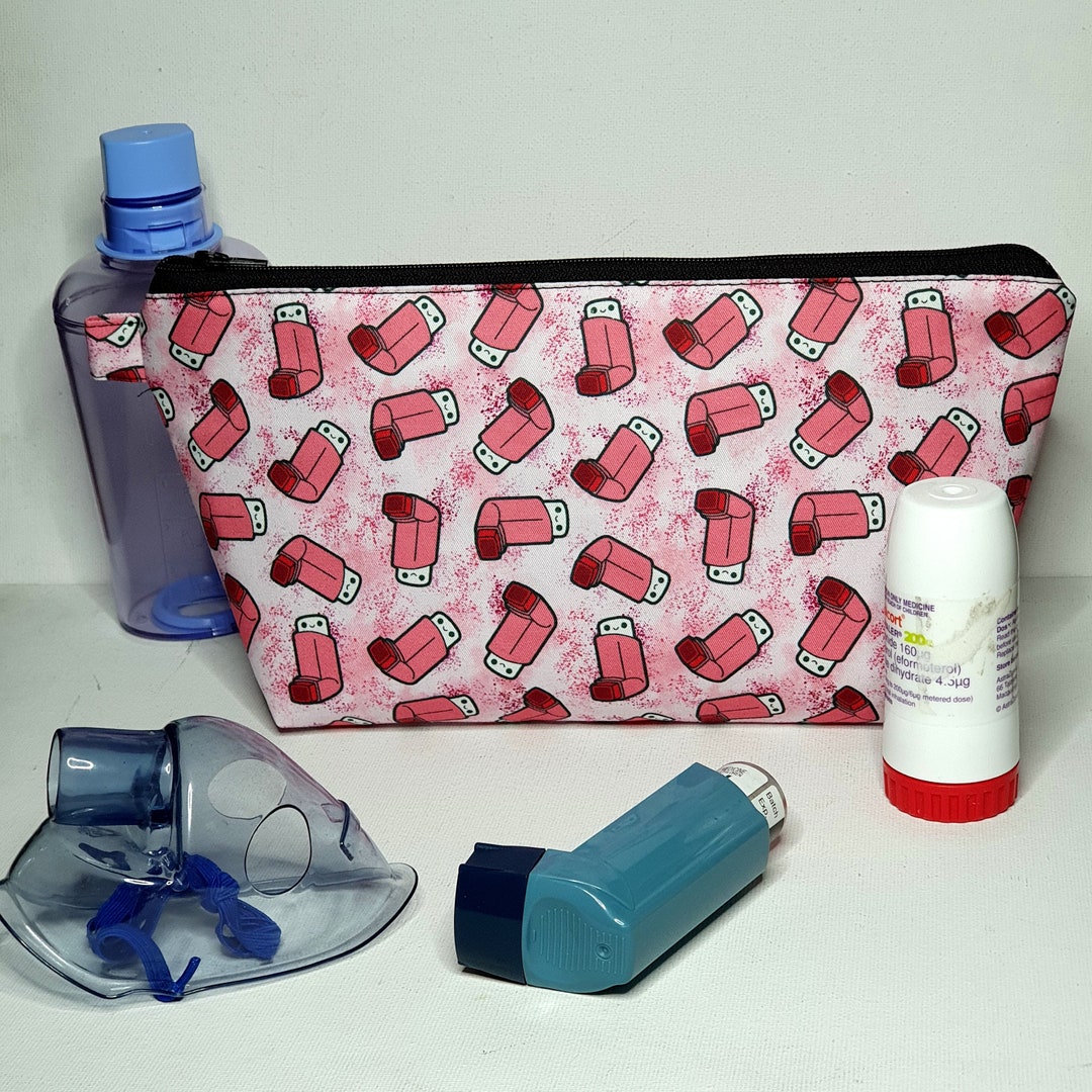 EXTRA LARGE Pouch in Pink Asthma Puffer Inhaler Fabric - TINY Scale ...