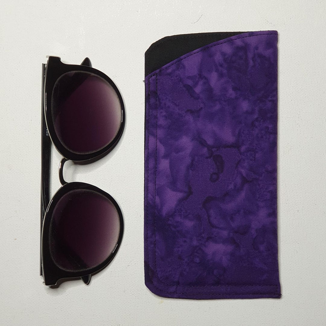 Open Ended Pouch/sleeve in Purple Batik Fabric Suits Small Sunglasses ...