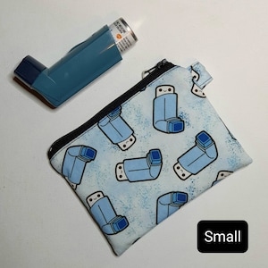 EXTRA LARGE Pouch in Blue Asthma Puffer Inhaler Fabric - TINY Scale ...