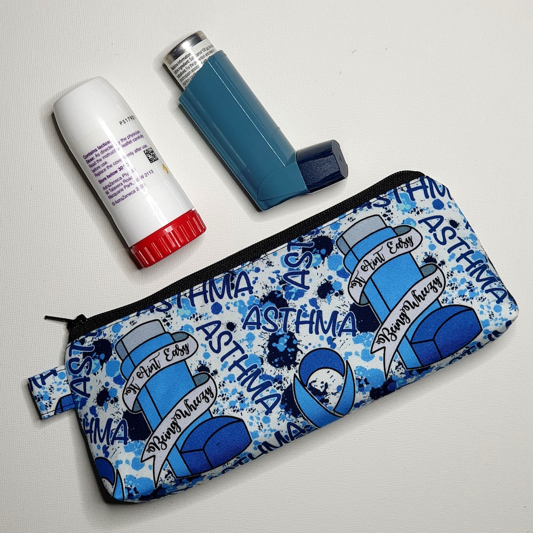 Compact Long First Aid Pouch in Blue Asthma Puffer Fabric - Etsy
