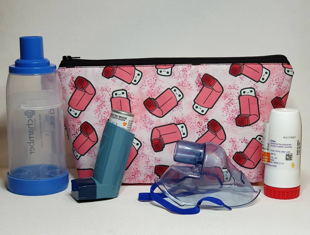 EXTRA LARGE Pouch in Pink Asthma Puffer Inhaler Fabric MINI - Etsy