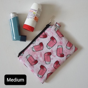 EXTRA LARGE Pouch in Pink Asthma Puffer Inhaler Fabric - TINY Scale ...