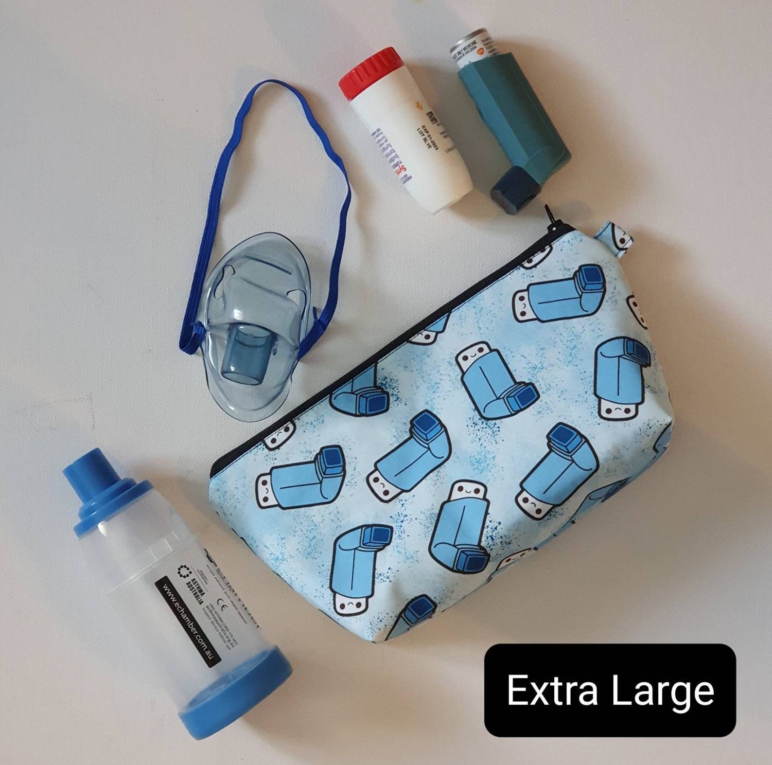 EXTRA LARGE Pouch in Pink Asthma Puffer Inhaler Fabric - Etsy
