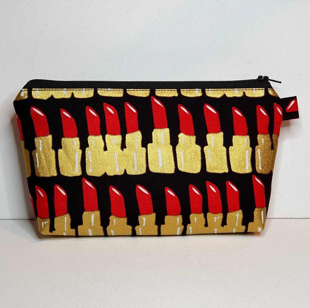 LARGE Pouch in Glittery Lipstick Fabric - Etsy