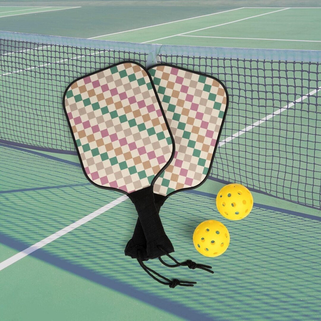 Checkerboard Print Pickleball Paddle Set, Pickleball Player Gift, Cute ...