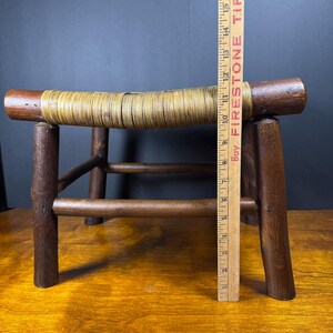 Vintage Rustic Woven Stool With Hickory Post and Rung Frame / Primitive ...