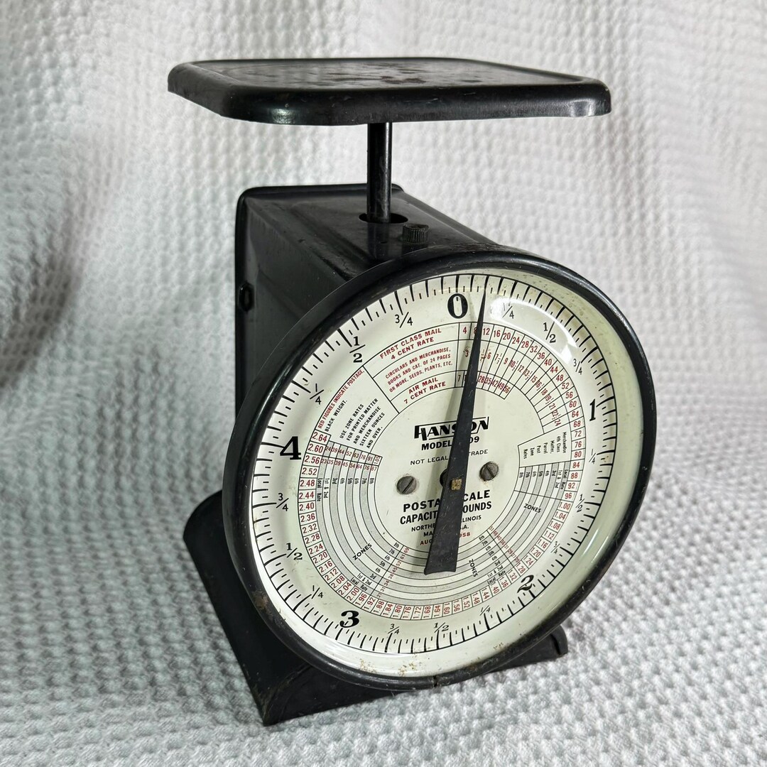 Retro Black Metal Postal Scale – Hanson 1509 – 5 Lb Capacity – Vintage ...